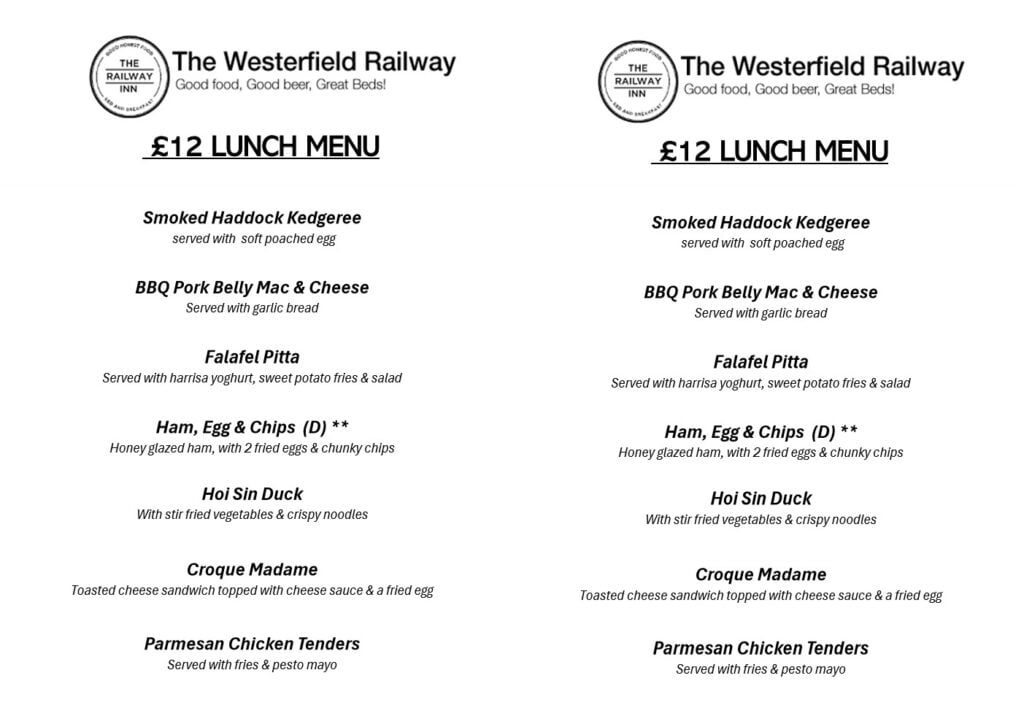 Summer Lunch Menu - The Railway Inn