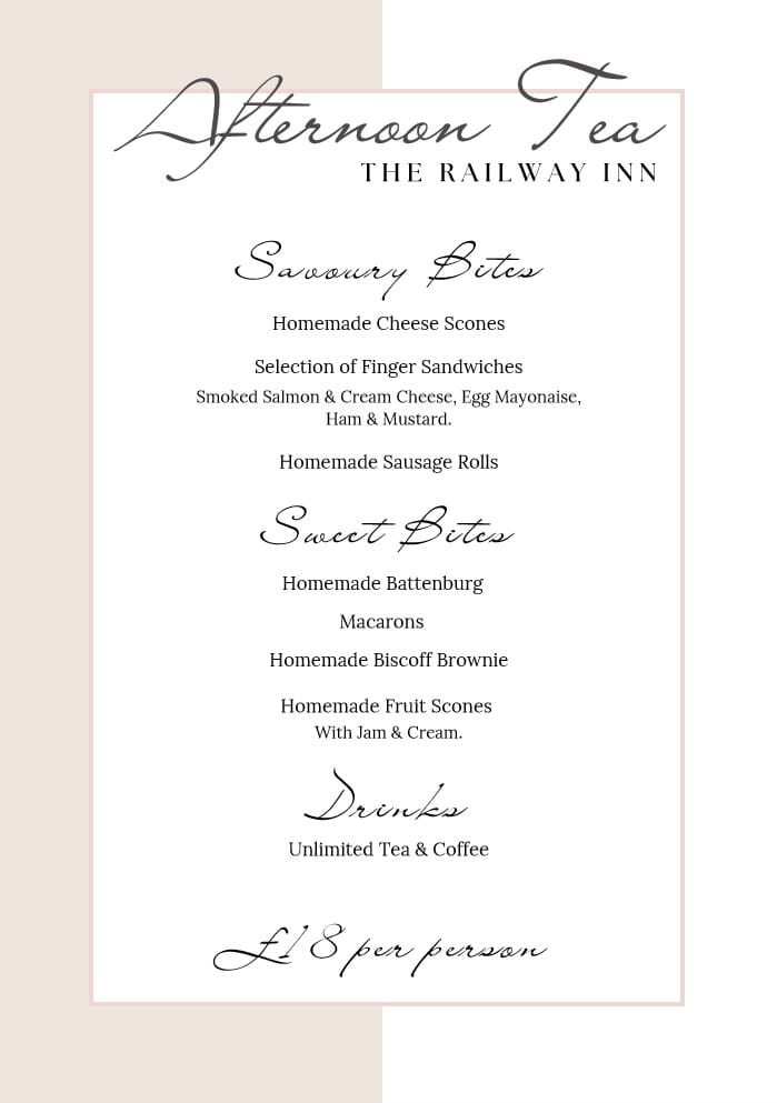 Afternoon Tea Menu - The Railway Inn
