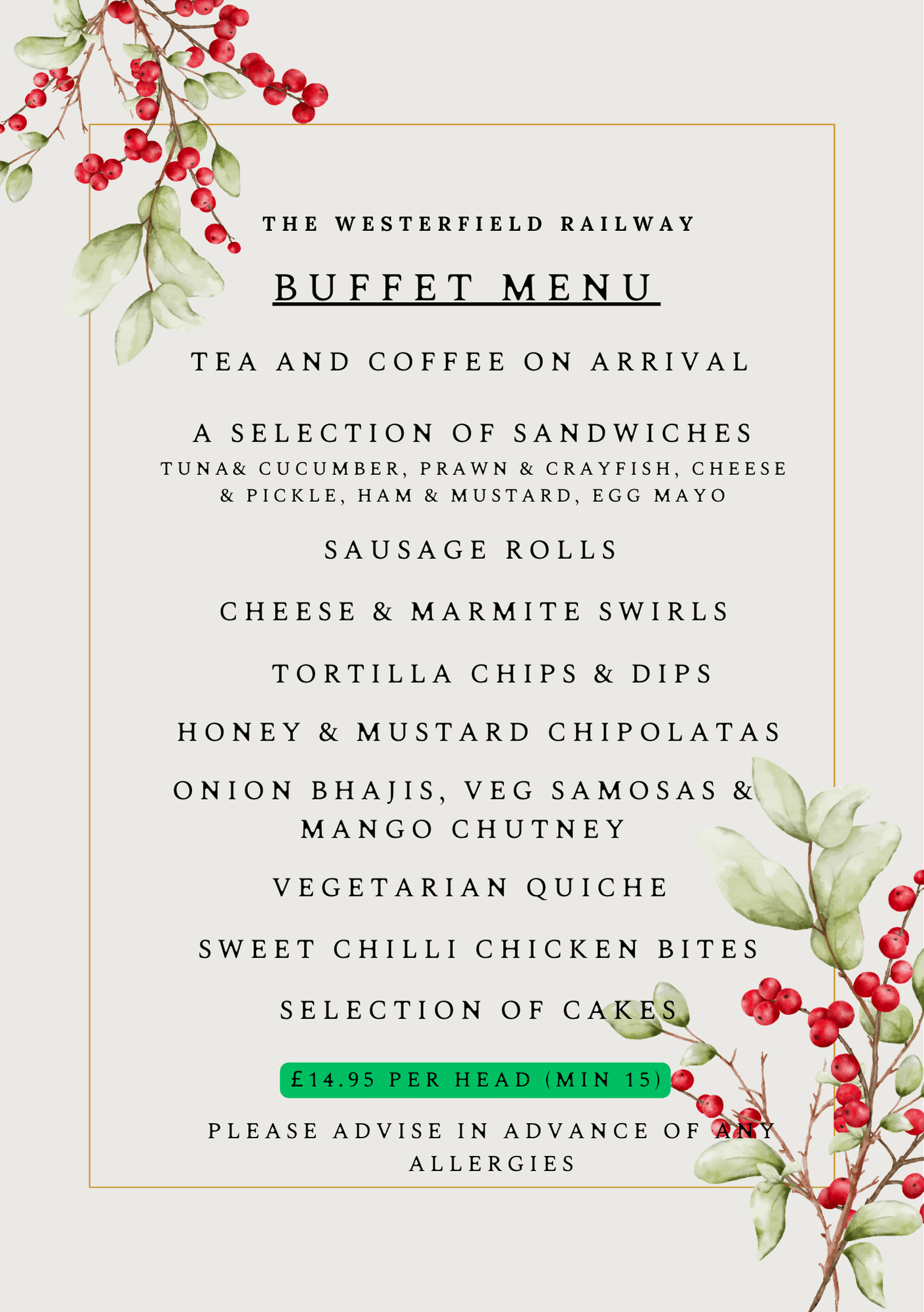 Buffet Menu - The Railway Inn